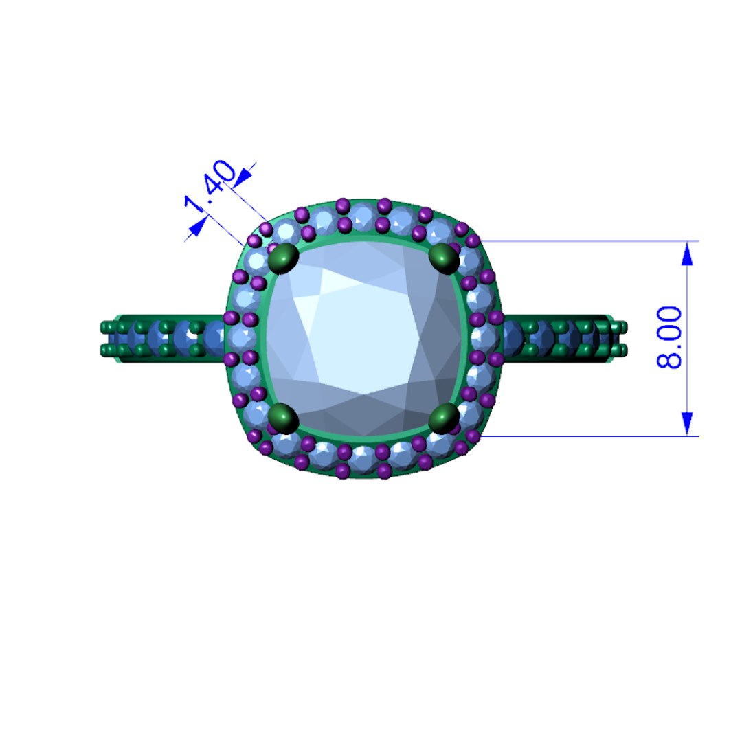 Cushion Cut Diamond Halo Engagement Ring-JCNP-01 3D MODEL Model ...