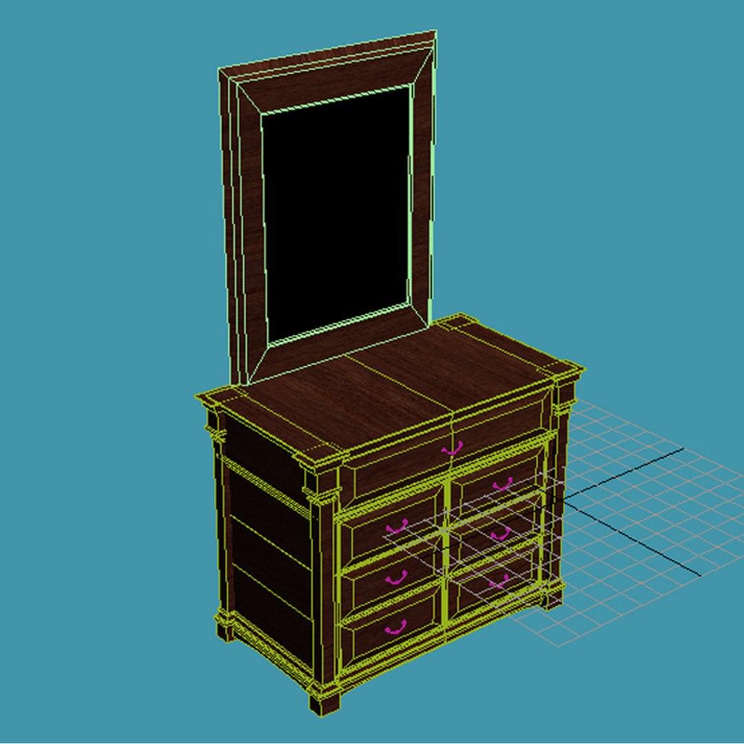 Wooden Dressing Table Model - TurboSquid 1822425