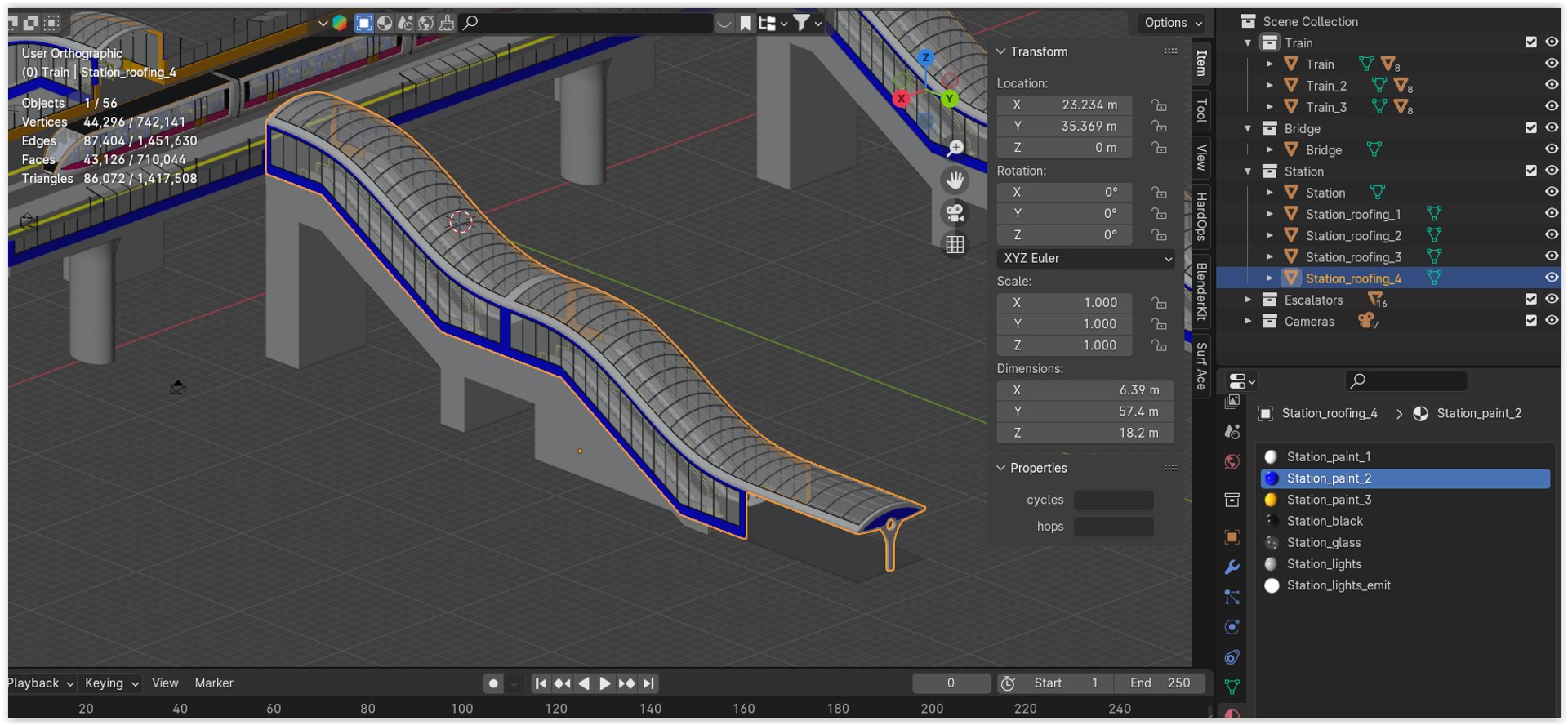 Monorail Station With Train 3D Model - TurboSquid 2319604
