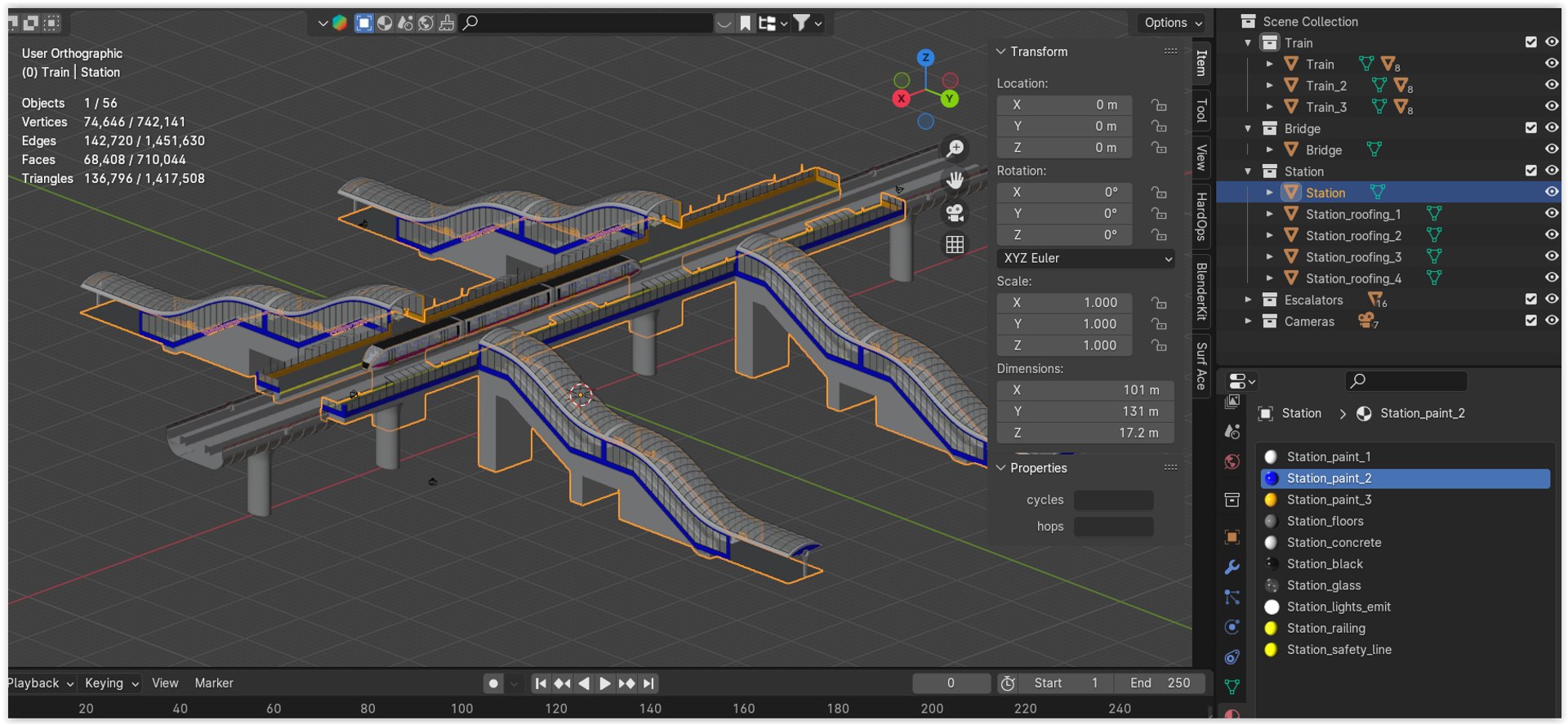 Monorail Station With Train 3D Model - TurboSquid 2319604