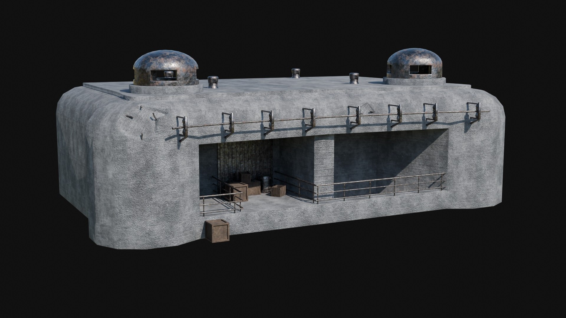 BUNKER MILITARY SHELTER POSTAPO HIDE HOUSE SURVIVAL COLLECTION 3D Model ...