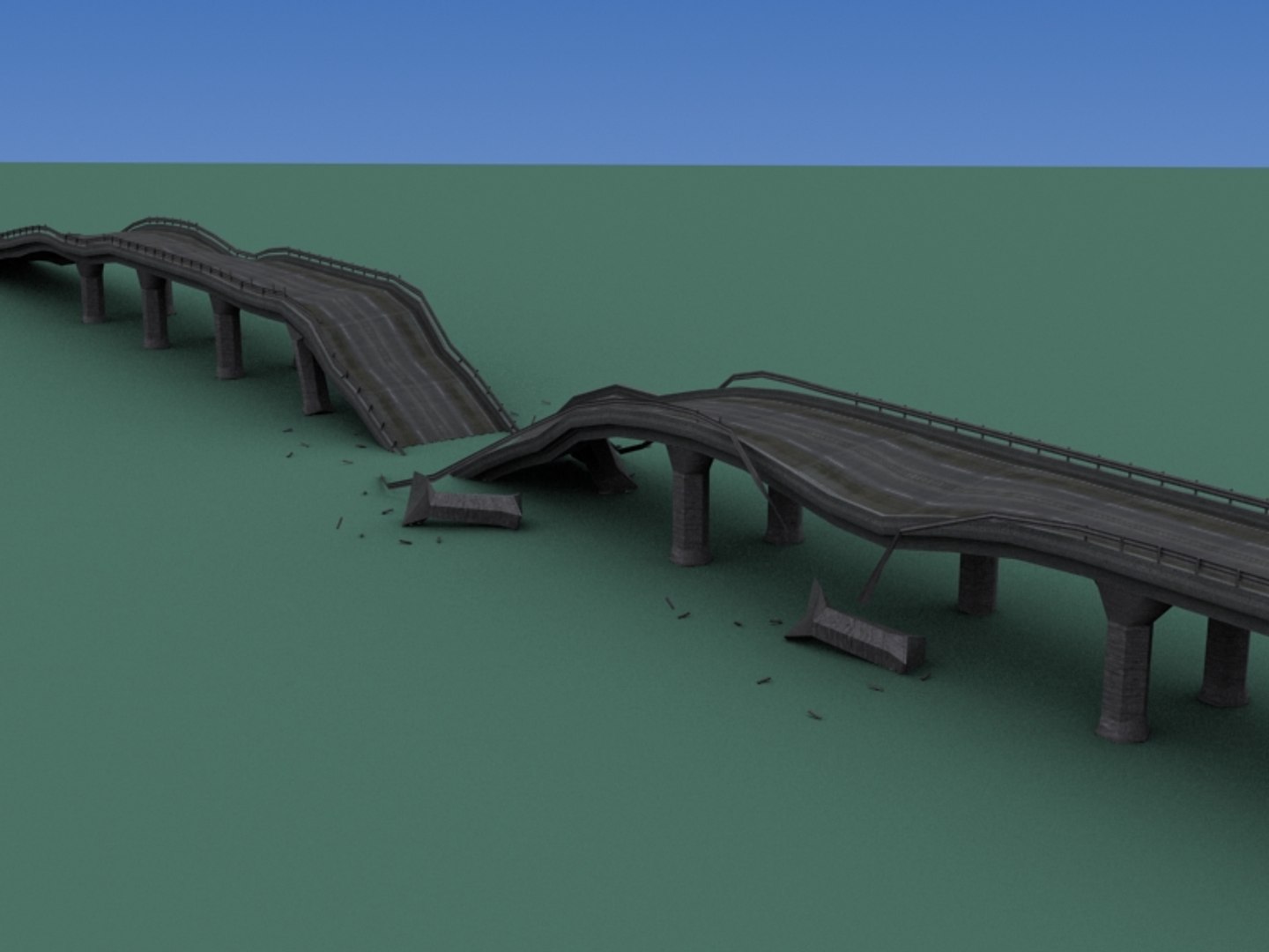 3d Model Of Ruined Bridge