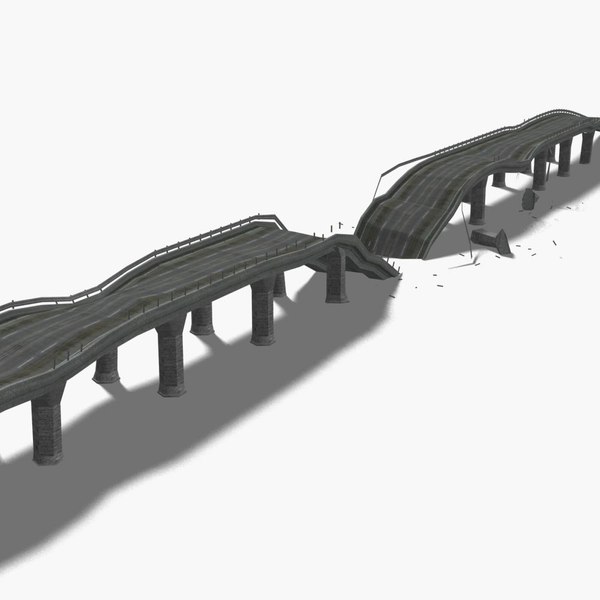 3d model of ruined bridge