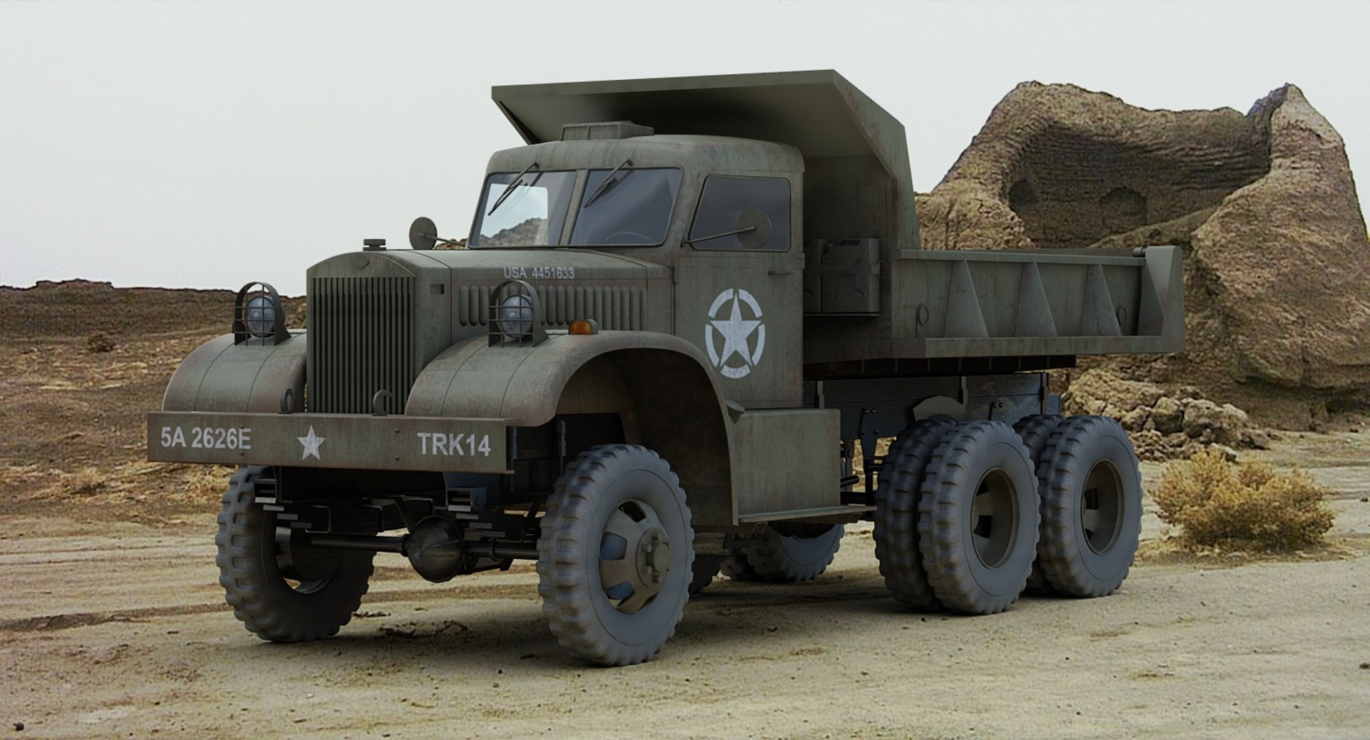 Ww2 Diamond T Dump Truck 3d Model