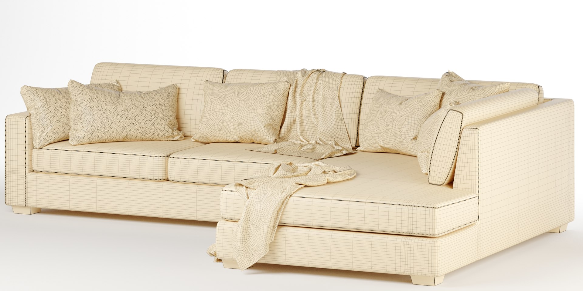 3D Davin 3 seater Sofa with chaise model - TurboSquid 2127048