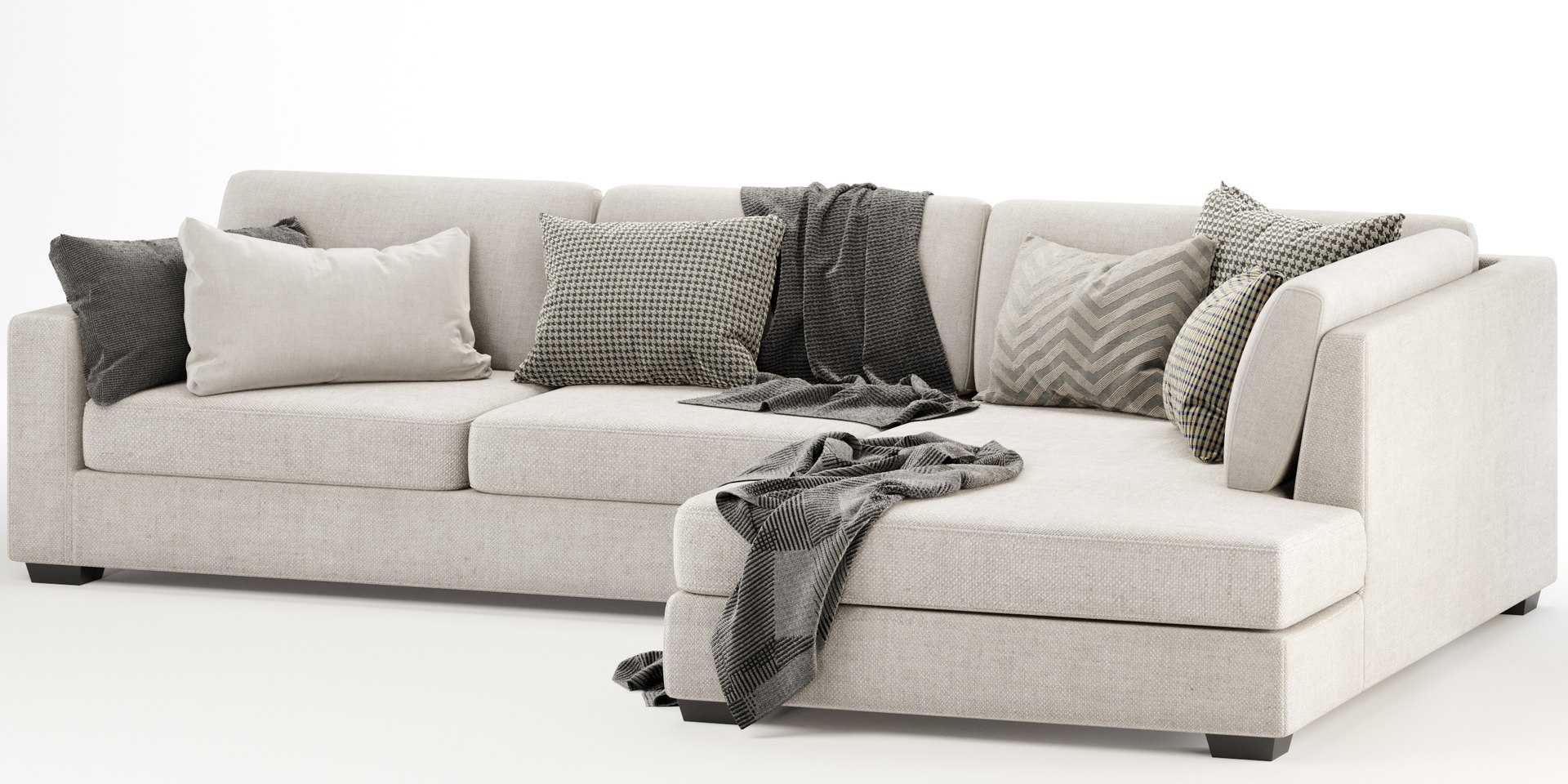 3D Davin 3 seater Sofa with chaise model - TurboSquid 2127048