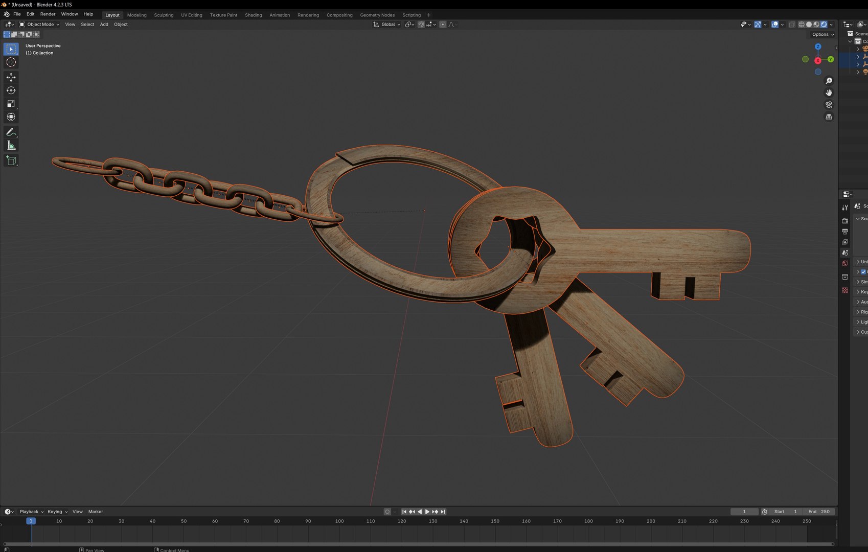 Keychain With Wooden Keys 3D Model - TurboSquid 2380376