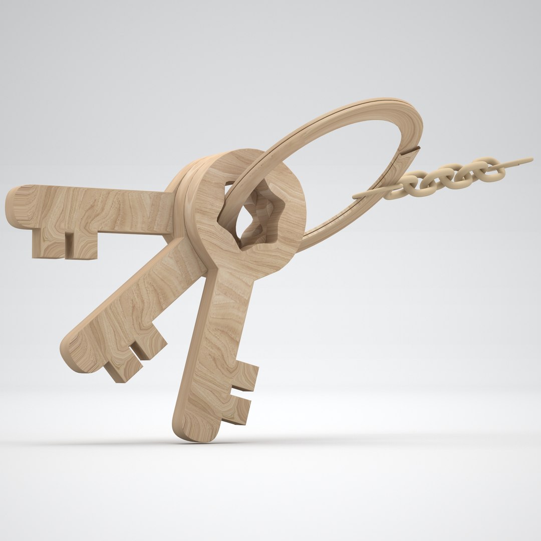 Keychain With Wooden Keys 3D Model - TurboSquid 2380376