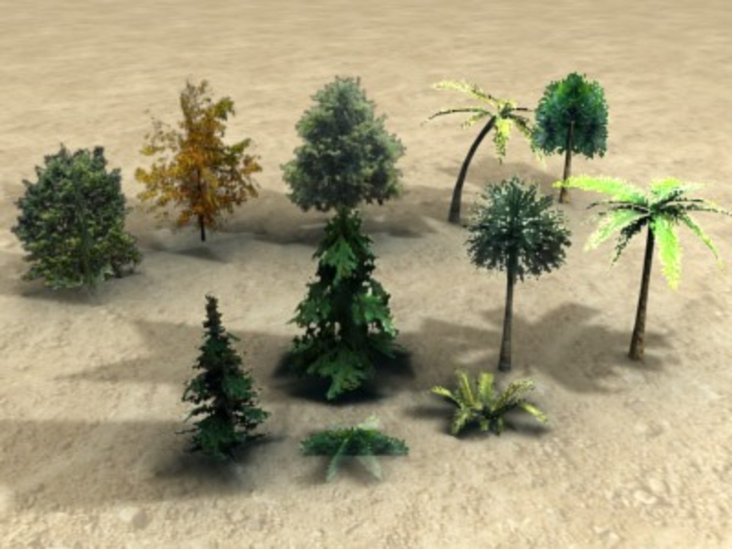 Trees Bushes 3d Model