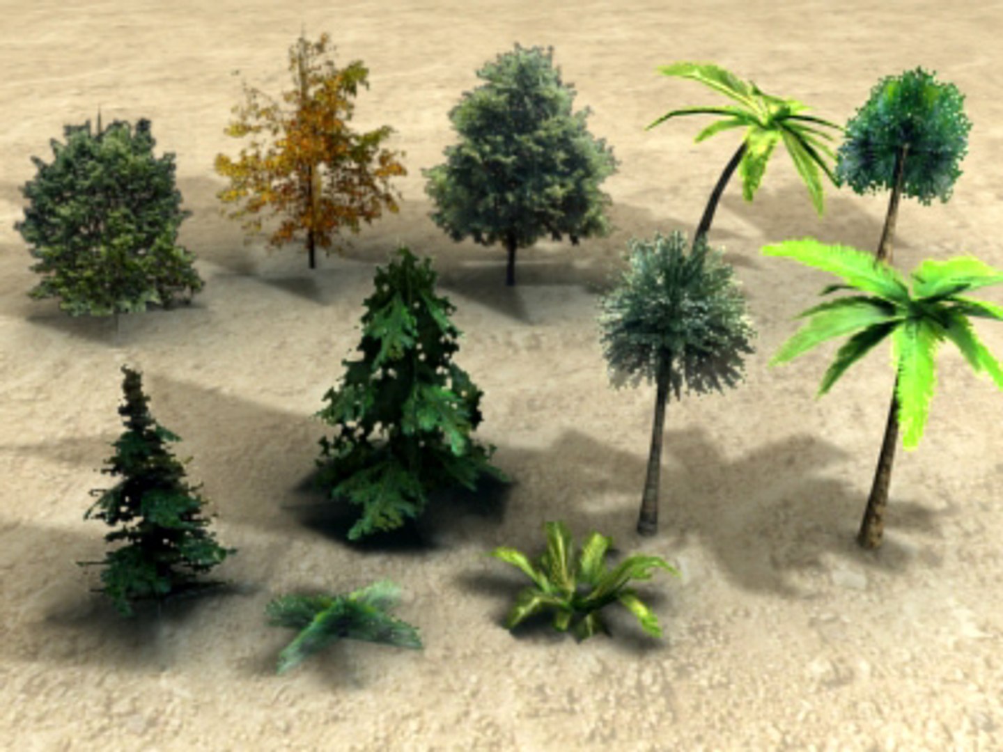 Trees Bushes 3d Model
