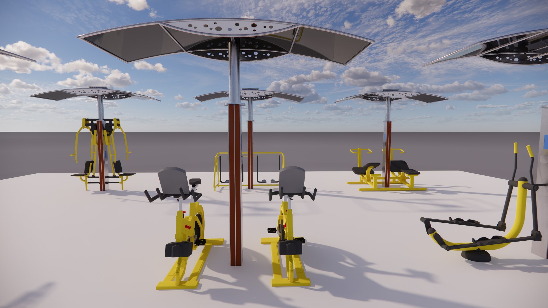 3D Model Solar-powered Fitness Equipment-A7 - TurboSquid 2255046