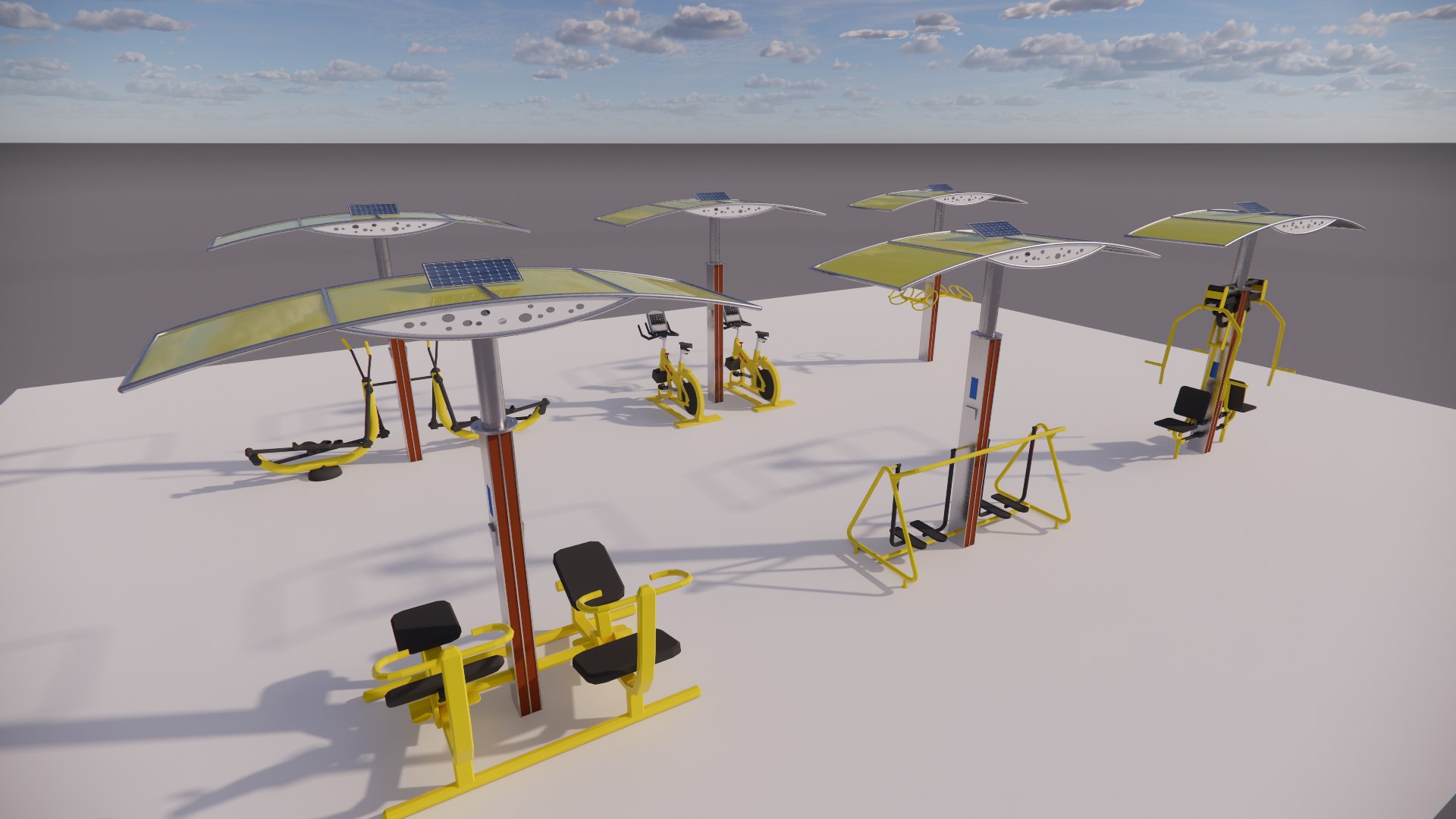 3D Model Solar-powered Fitness Equipment-A7 - TurboSquid 2255046