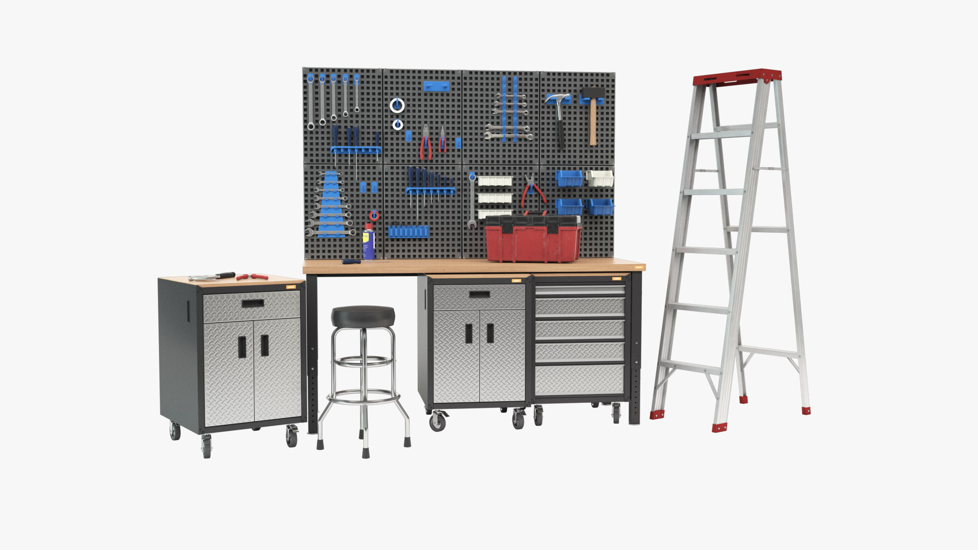 Workbench With Tool Panel Model - TurboSquid 2340652