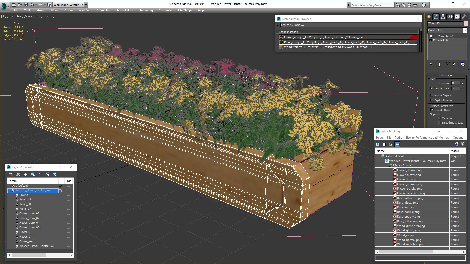 3D wooden flower planter box - TurboSquid 1621026
