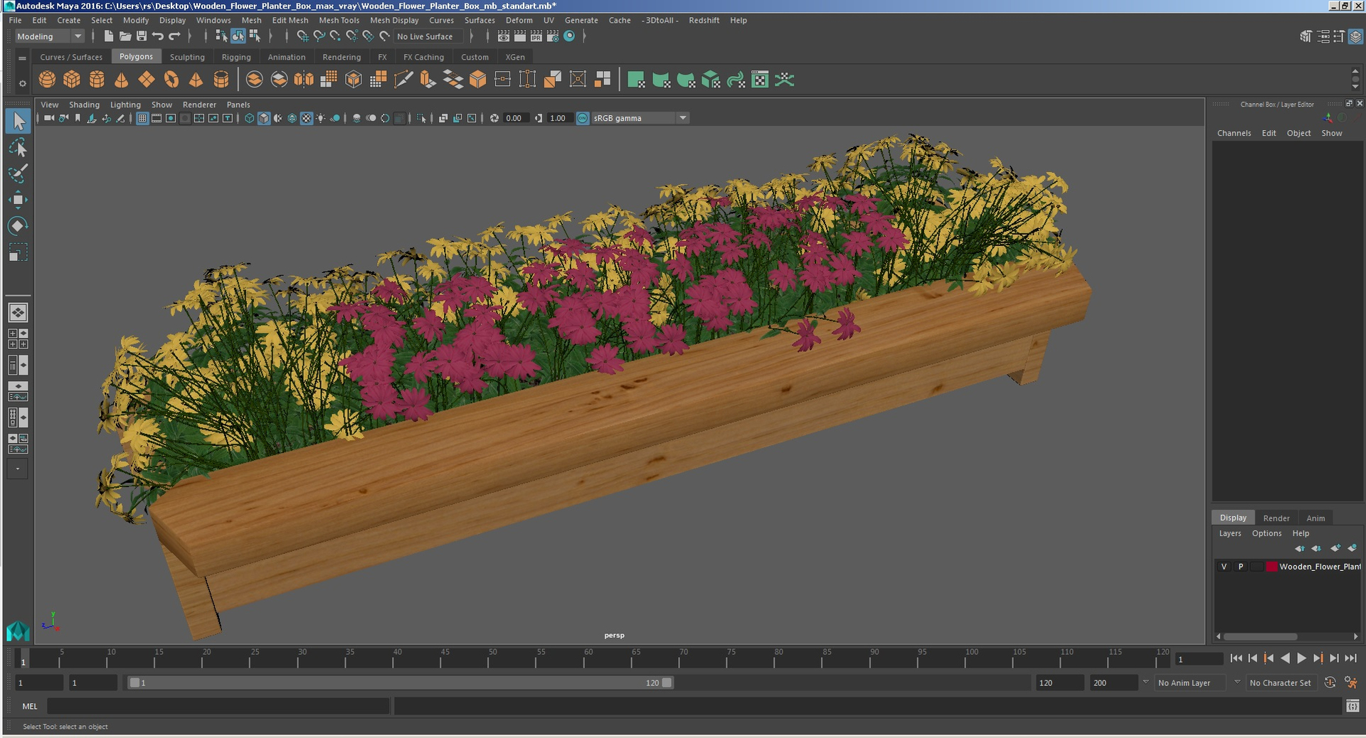3D wooden flower planter box - TurboSquid 1621026
