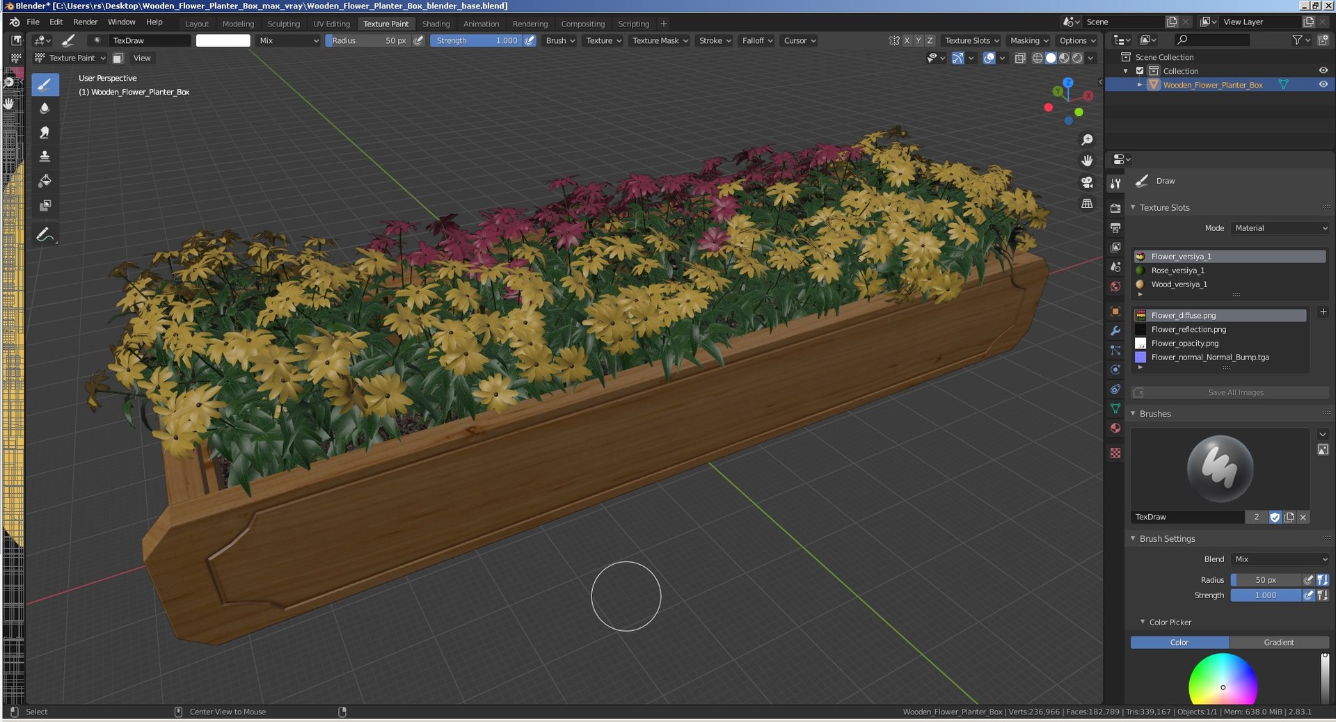 3D wooden flower planter box - TurboSquid 1621026