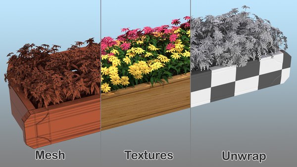 3D wooden flower planter box - TurboSquid 1621026