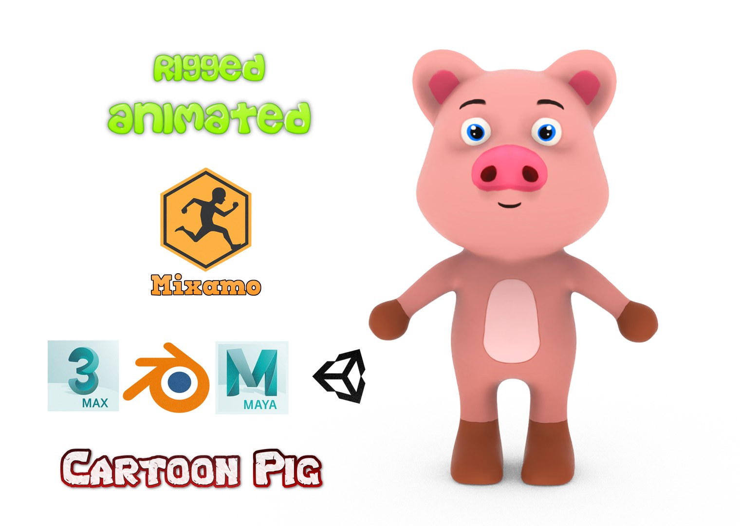modelo 3d Cartoon Pig Animated - TurboSquid 2013766