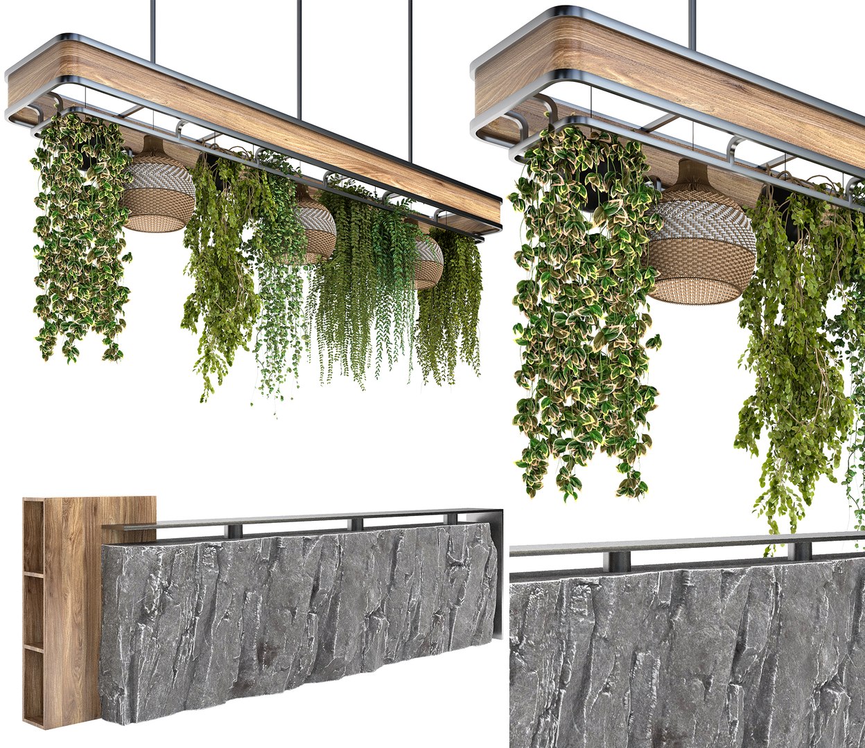 Restaurant Counter With Hanging Plants Model - TurboSquid 2028788