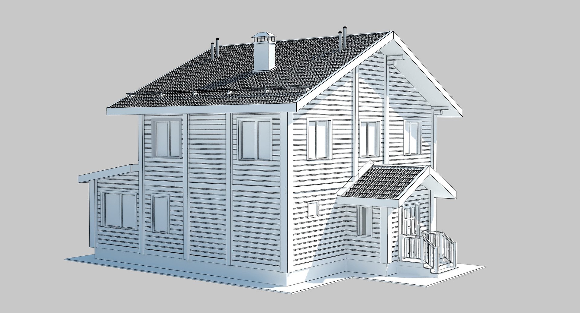 Realistic Grey Cottage Model - TurboSquid 1370153