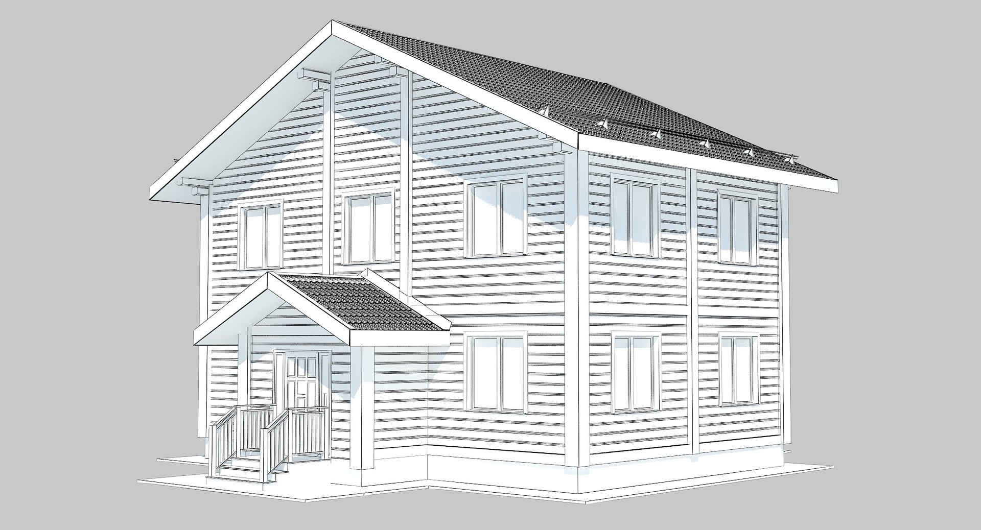 Realistic Grey Cottage Model - TurboSquid 1370153