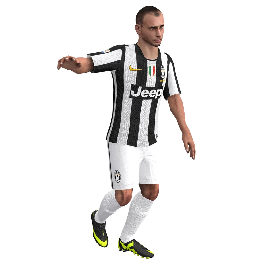 3d rigged soccer player model
