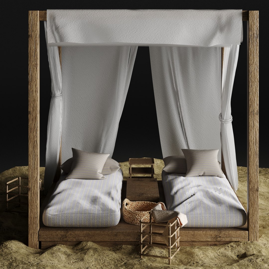 3D Beach Lounge Outdoor Set Model - TurboSquid 1680737