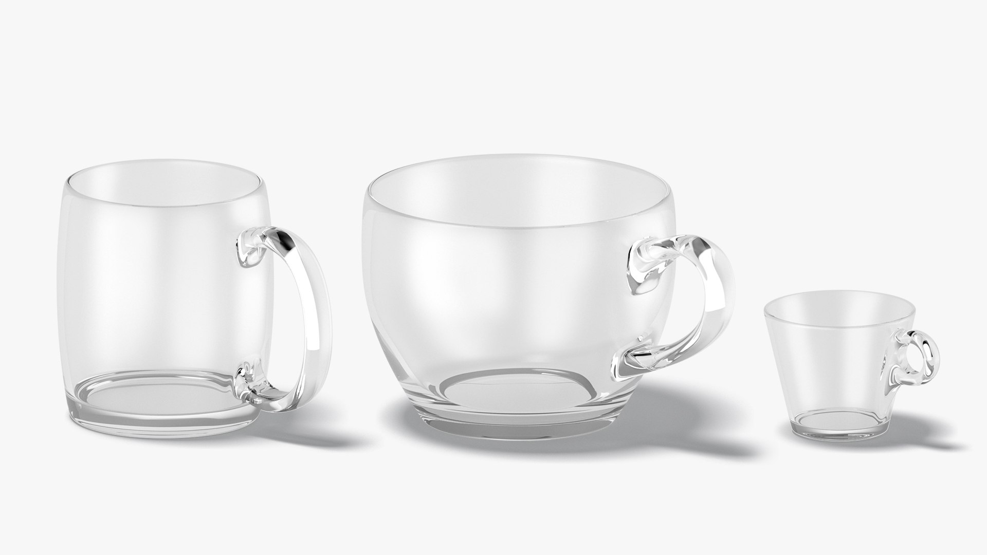 9 Glass Mug Shapes - Transparent Mugs Various Forms And Sizes 3D Model ...