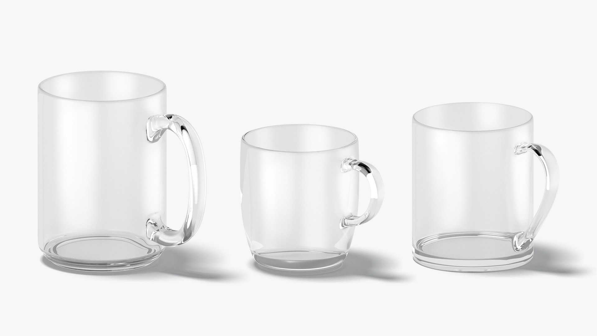 9 Glass Mug Shapes - transparent mugs various forms and sizes 3D model ...