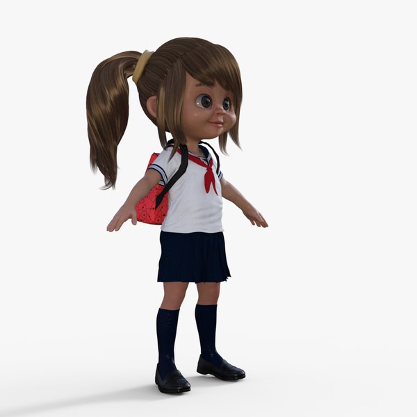 modelo 3d Cartoon School Girl Rigged - TurboSquid 1978515