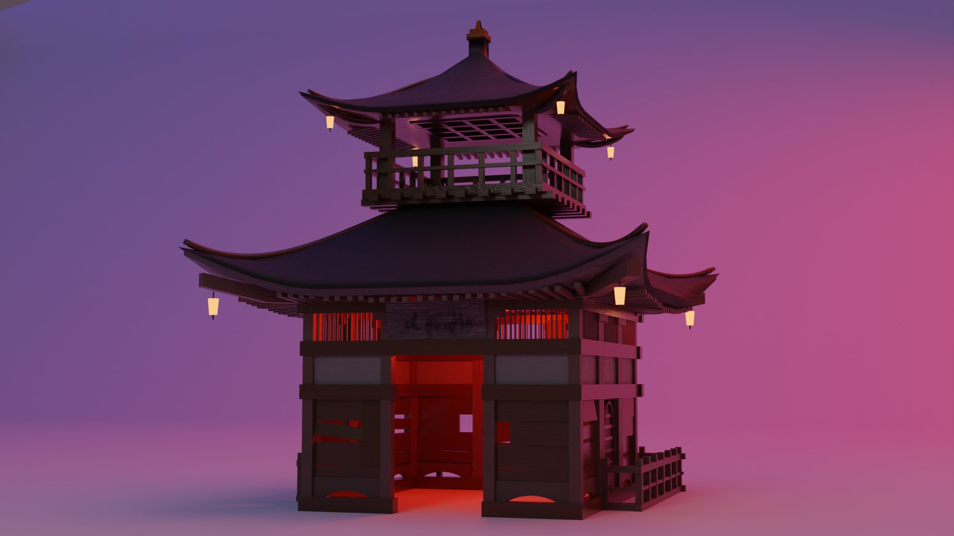Fureai-Kannon-do Hall Japanese Garden Structures Pavilions Low-poly 3D ...