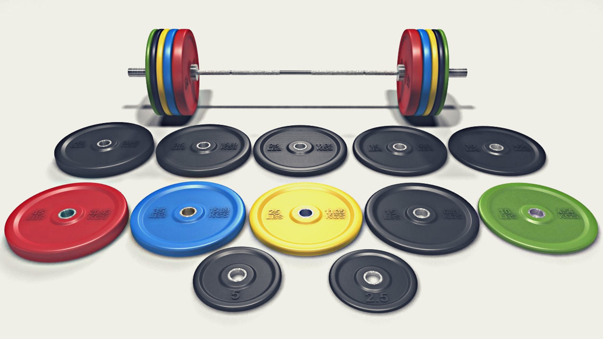 3d model set olympic barbell