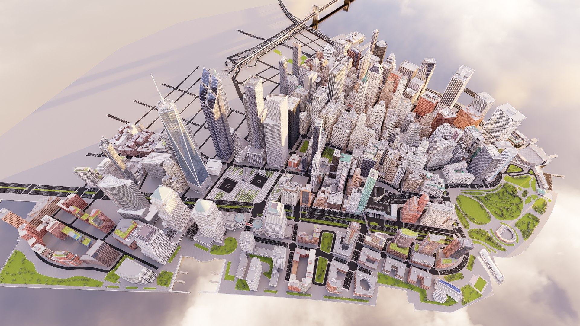 Downtown Manhattan New York 3D Model - TurboSquid 2270354