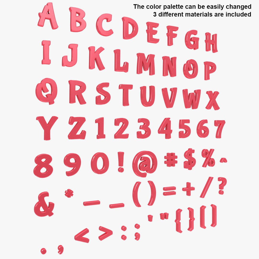 3d Font Bubblegum Sans Model