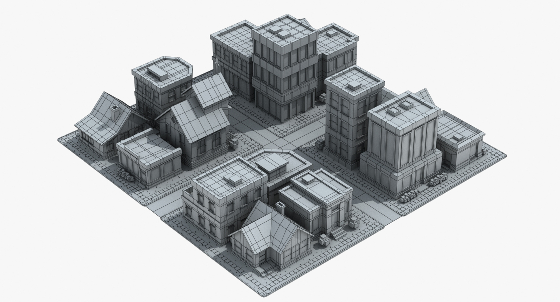 Cartoon City Buildings 3d
