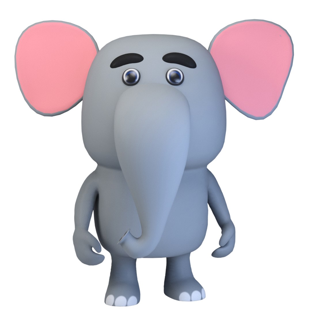 3D Model Cartoonish Humanoid Elephant Character Low-poly 3D Model Low ...