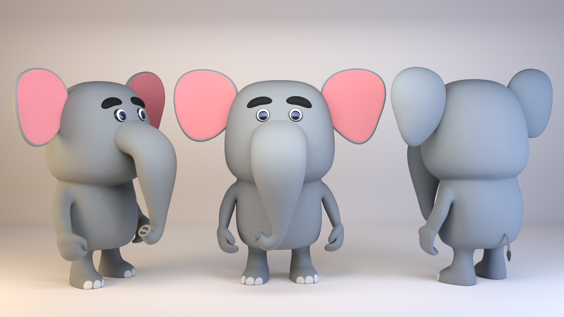3D Model Cartoonish Humanoid Elephant Character Low-poly 3D Model Low ...