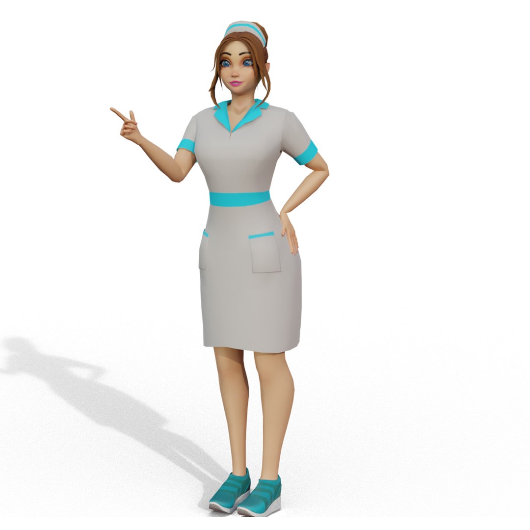 3D Cartoon Nurse Female Rigged Animated Blender With Unity - TurboSquid ...