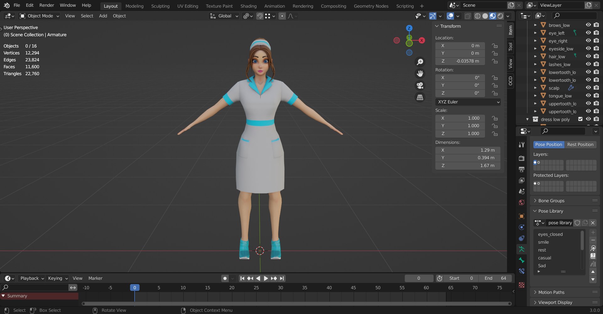 3D Cartoon Nurse Female Rigged Animated Blender With Unity - TurboSquid ...