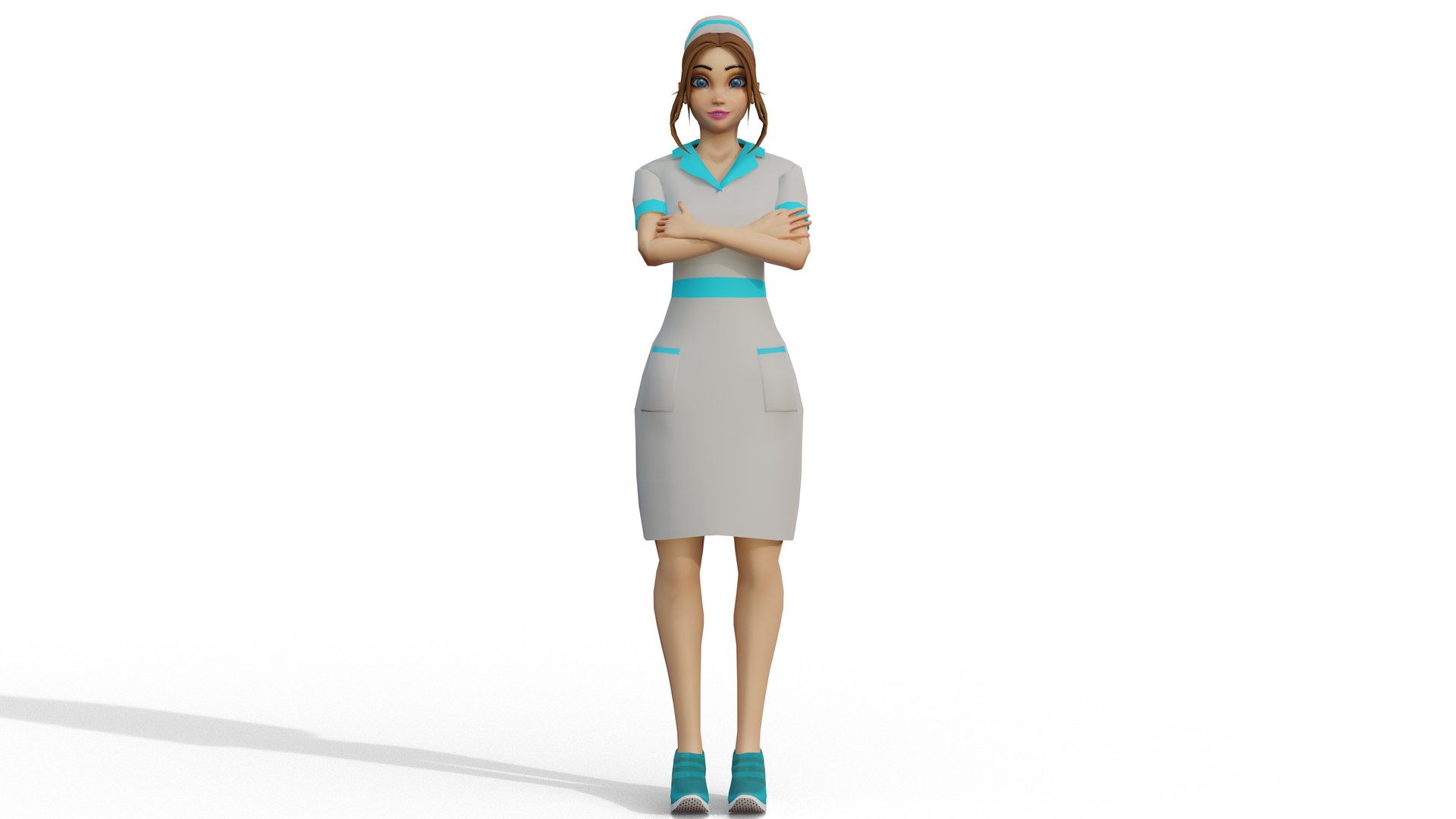 3D Cartoon Nurse Female Rigged Animated Blender With Unity - TurboSquid ...