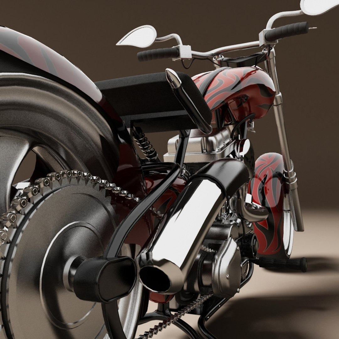 Custom Chopper Motorcycle 3d Model