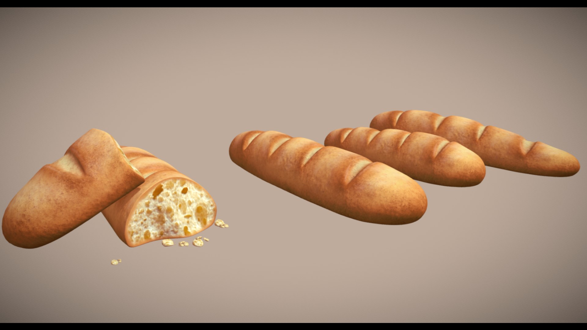 3D Baquette Bread Model - TurboSquid 2195005
