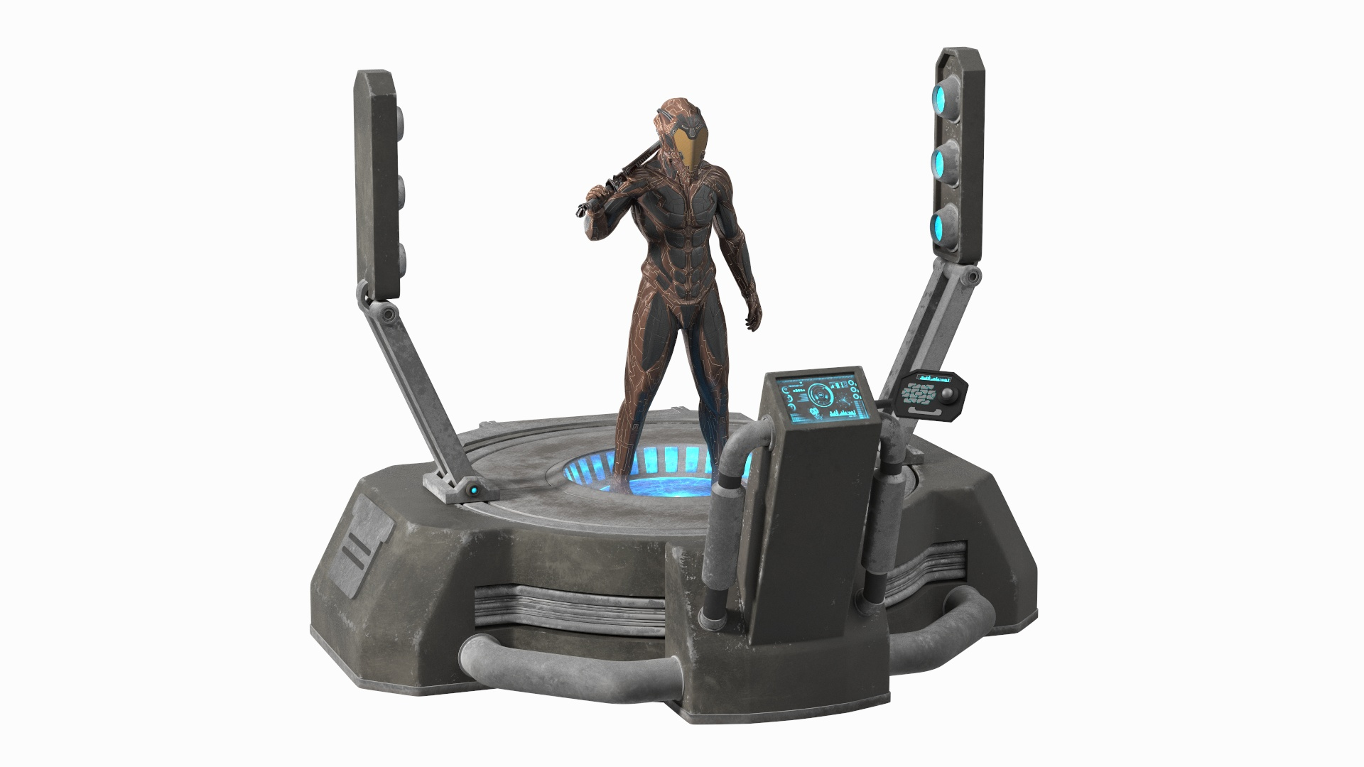 Teleportation Platform With Cosmic Soldier 3D Model - TurboSquid 2237829