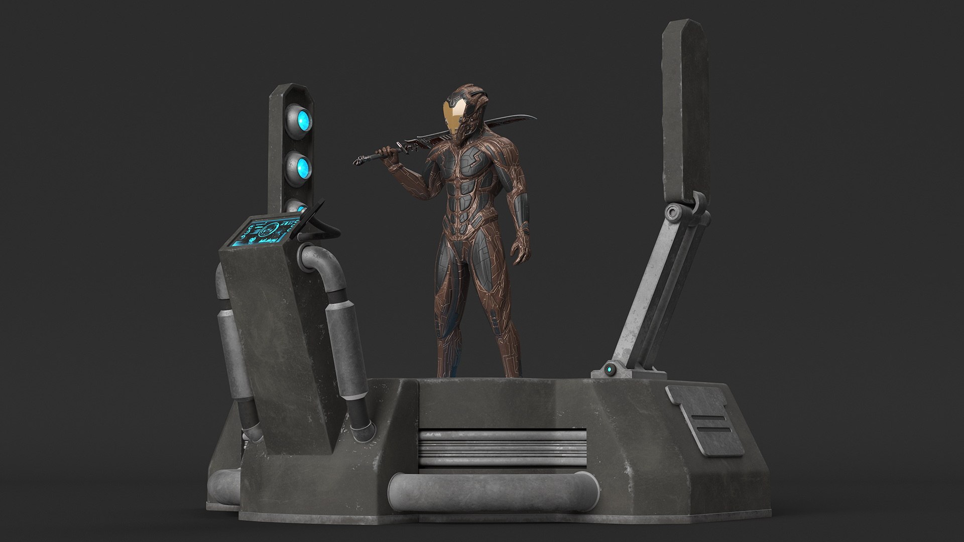 Teleportation Platform With Cosmic Soldier 3D Model - TurboSquid 2237829