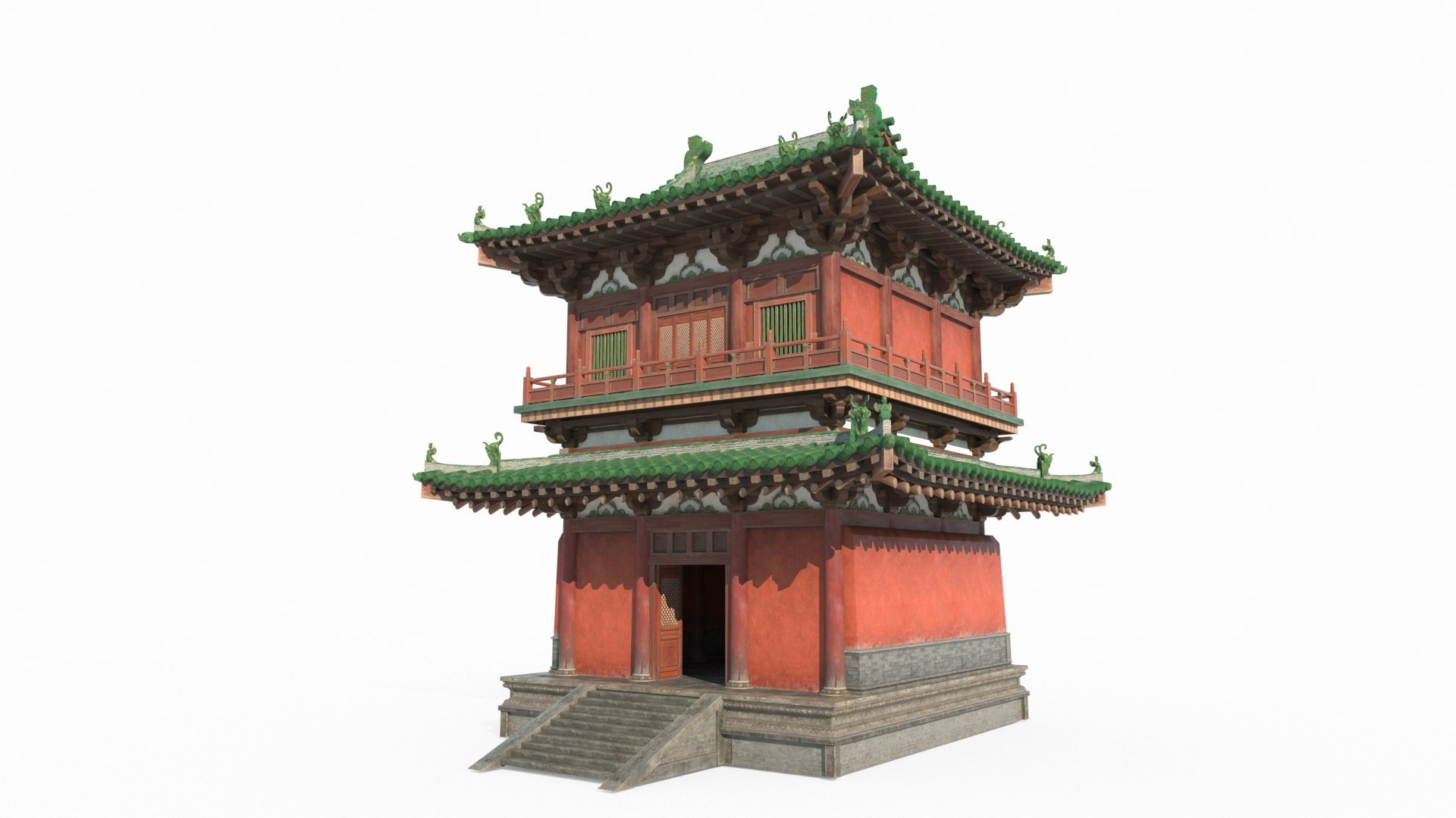 Asian Ancient Architecture Glazed Attic Model - TurboSquid 2495351