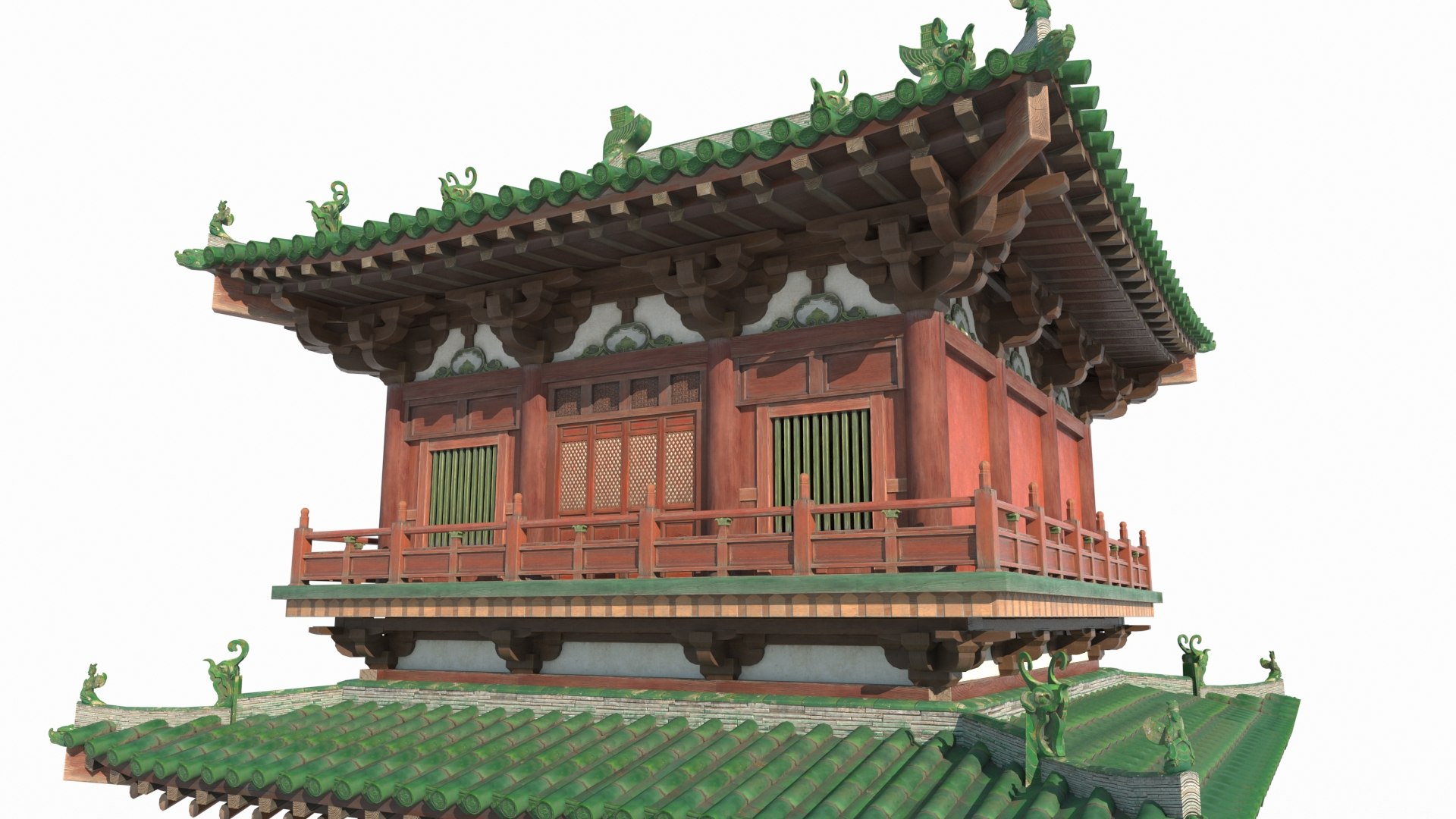 Asian Ancient Architecture Glazed Attic Model - TurboSquid 2495351