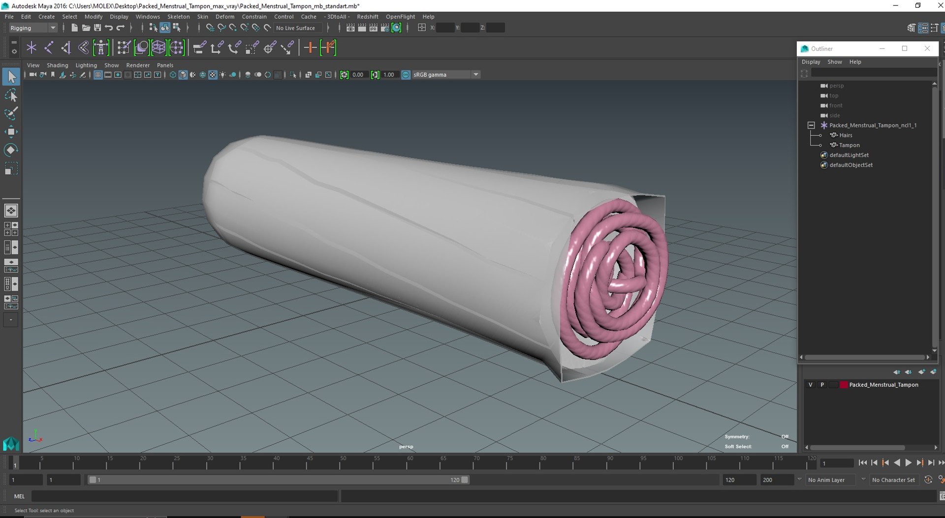 3D Packed Menstrual Tampon model - TurboSquid 2164570