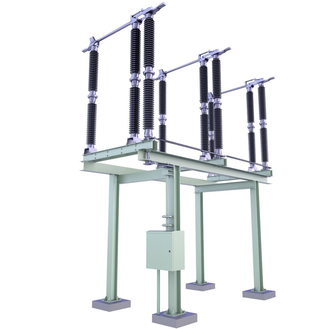 3D Model Substation Vertical Disconnect Switch Low Polygon Simulators ...