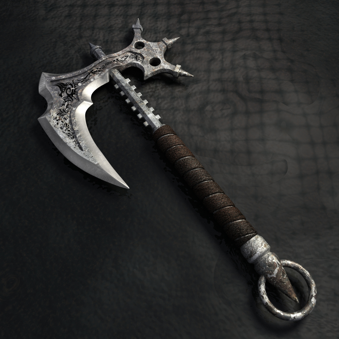 3d fantasy axe medieval