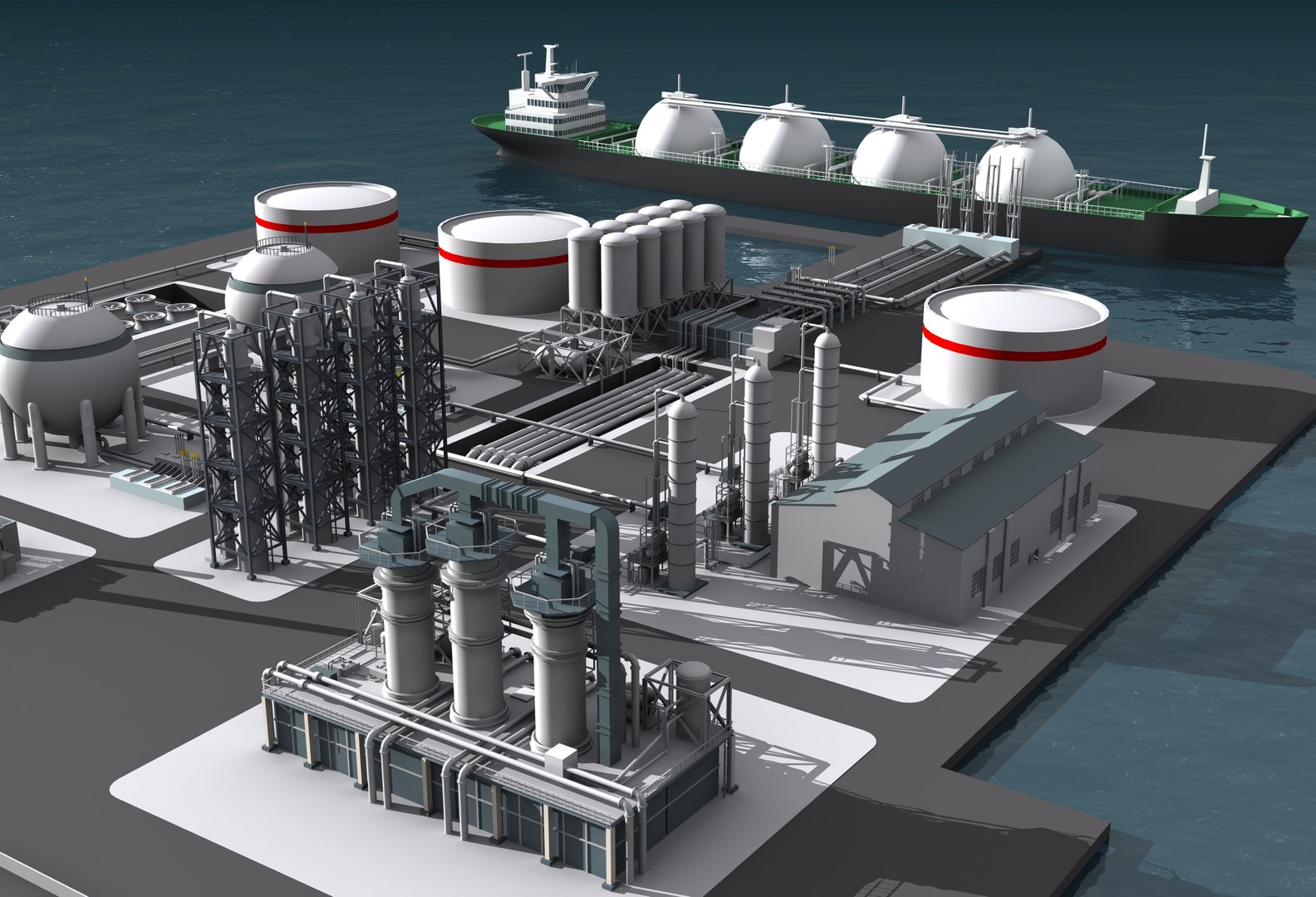 3d Lng Refinery Port Model